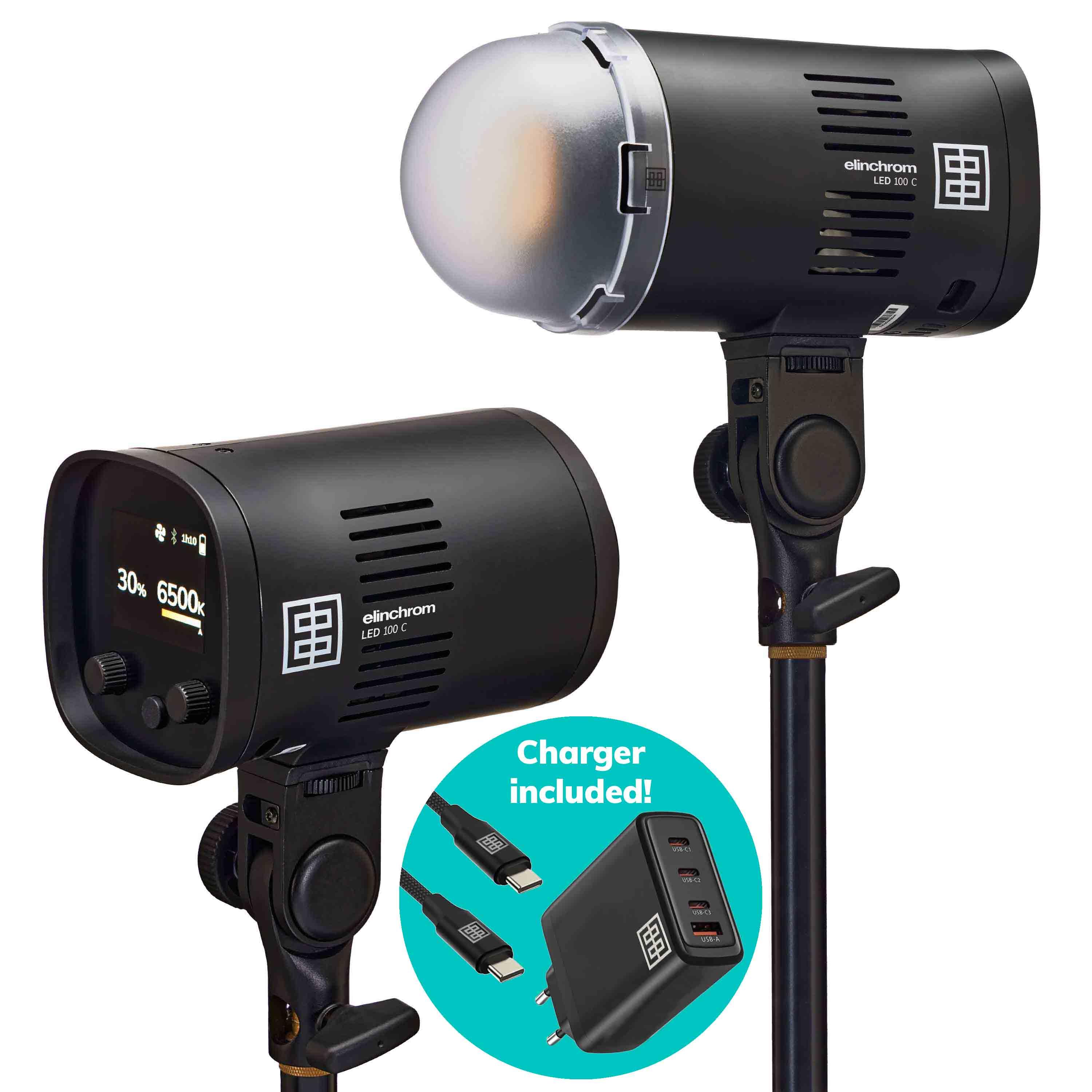 Elinchrom LED 100 C LED Light Dual Kit | Charger